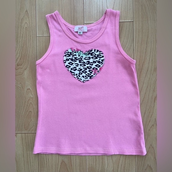 Sofi | Shirts & Tops | Sofi Girls Pink Animal Print Heart Tank Top ...